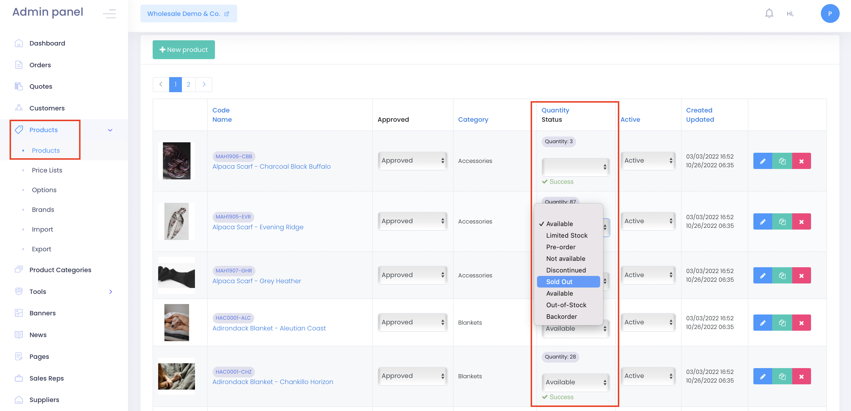 Product Status and Rules - B2B Wave Knowledge Base