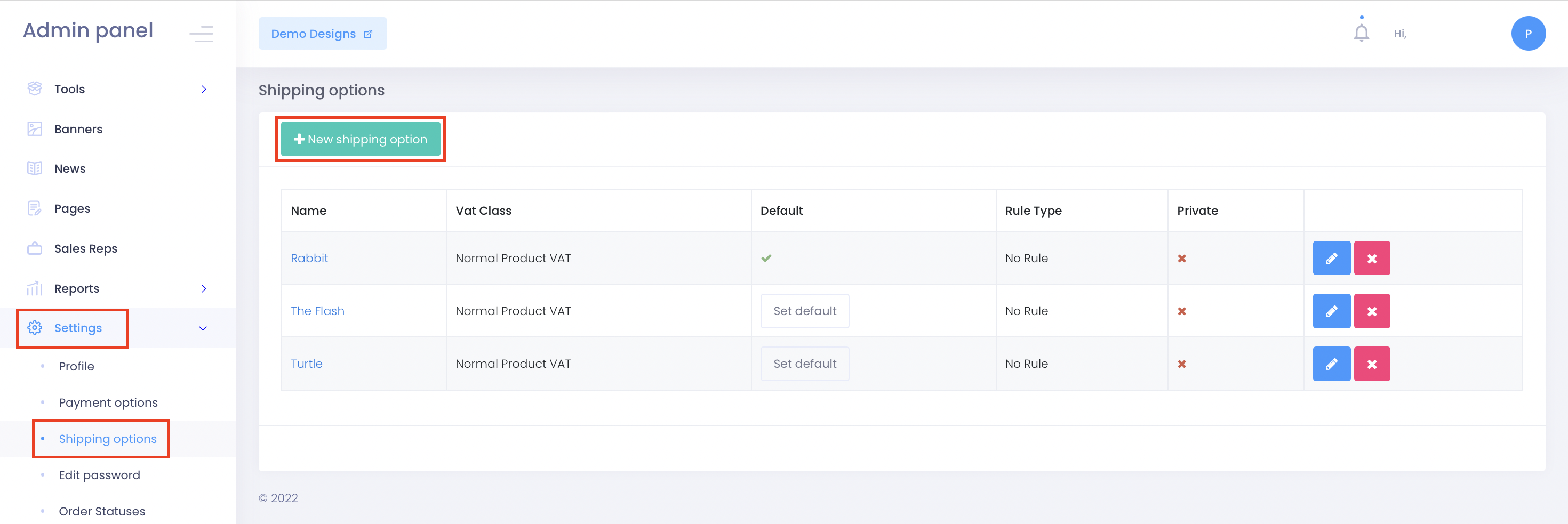 Shipping Options - B2B Wave Knowledge Base