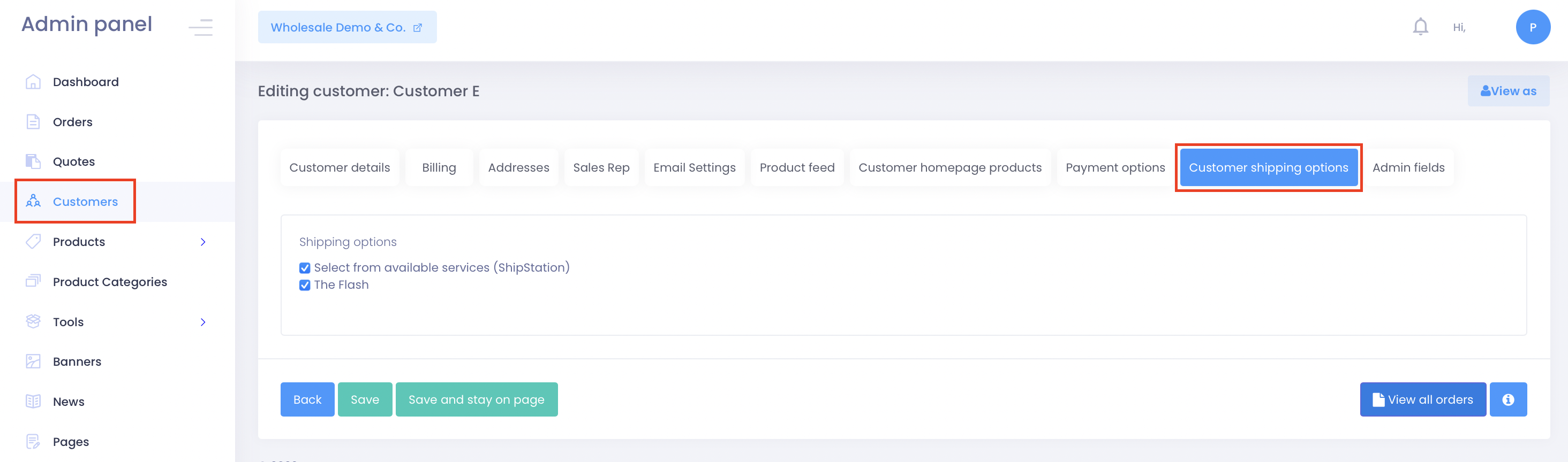 Shipping Options - B2B Wave Knowledge Base