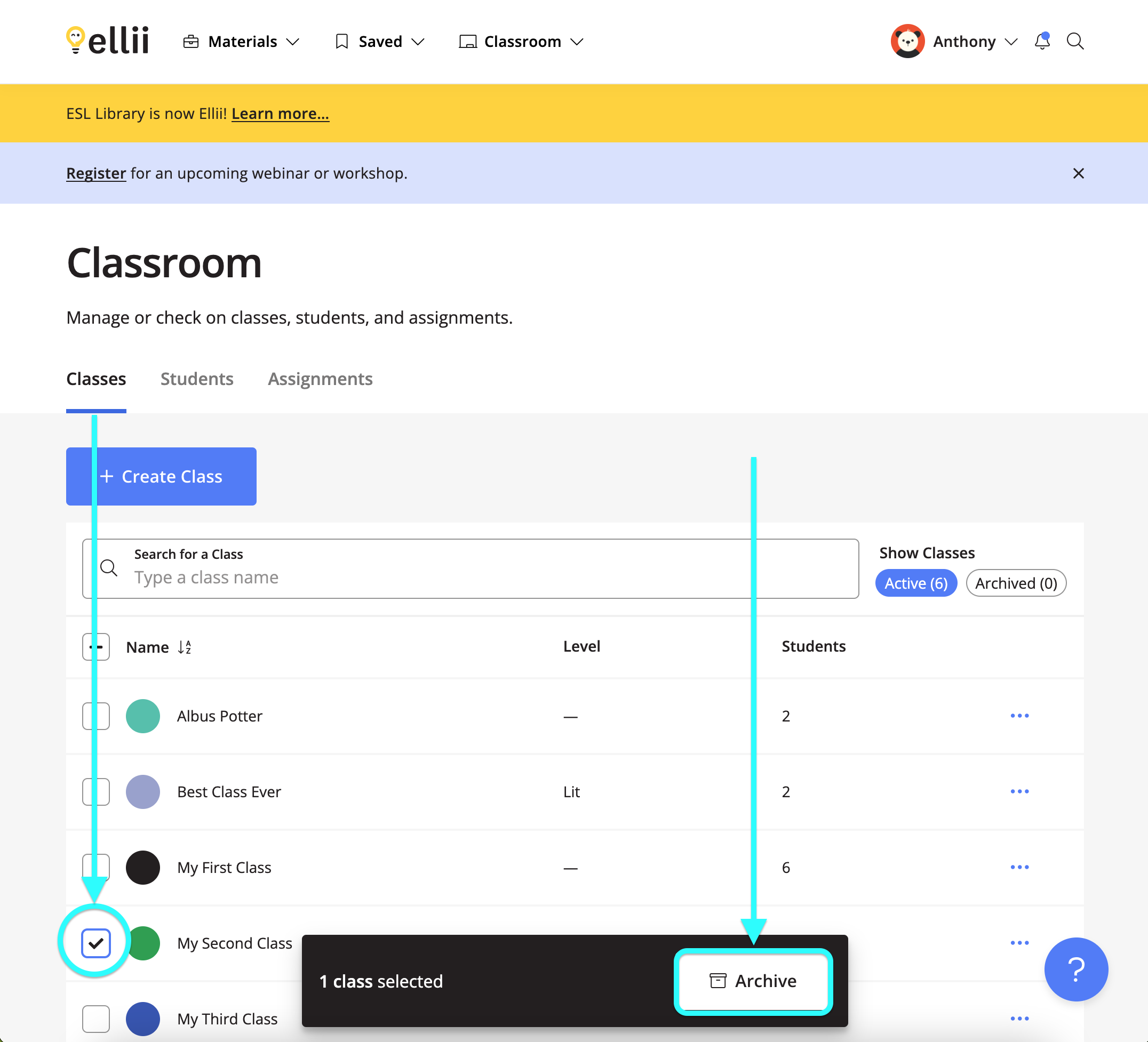 How To Archive Or Delete Classes Ellii Help Docs