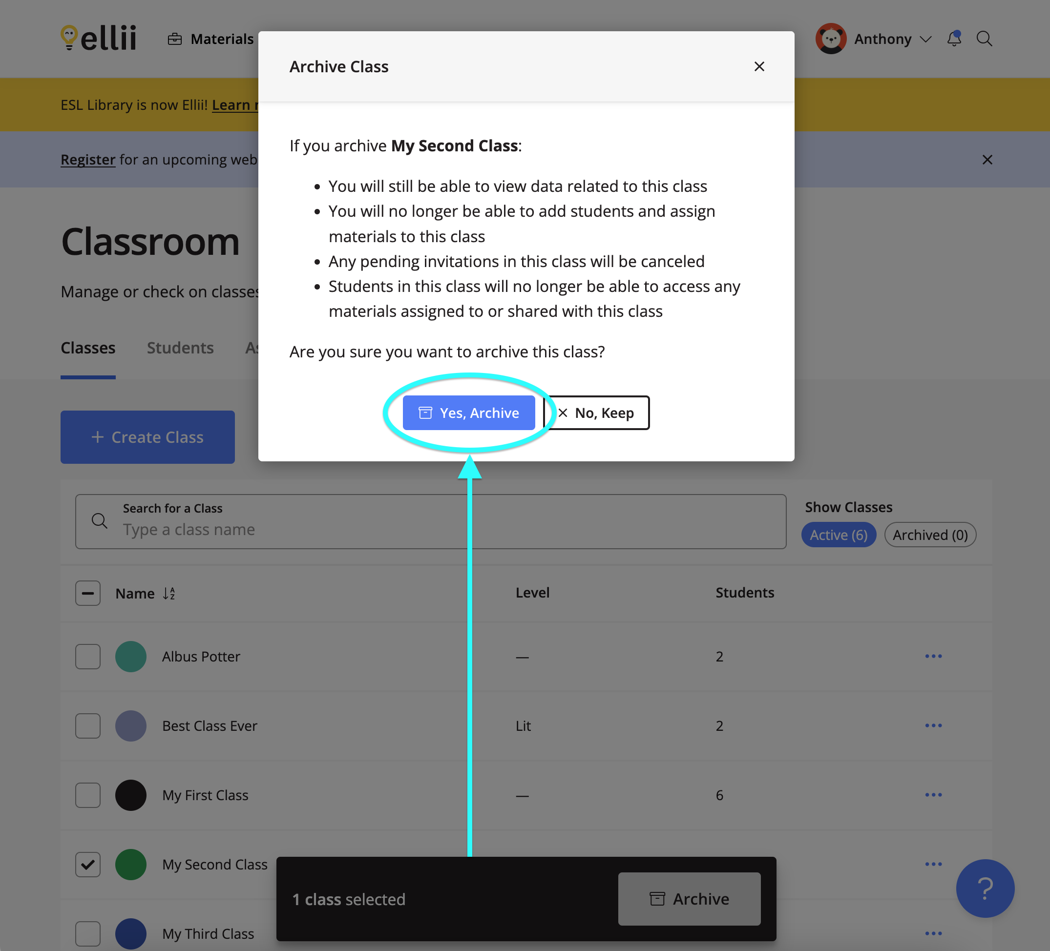 How To Archive Or Delete Classes Ellii Help Docs