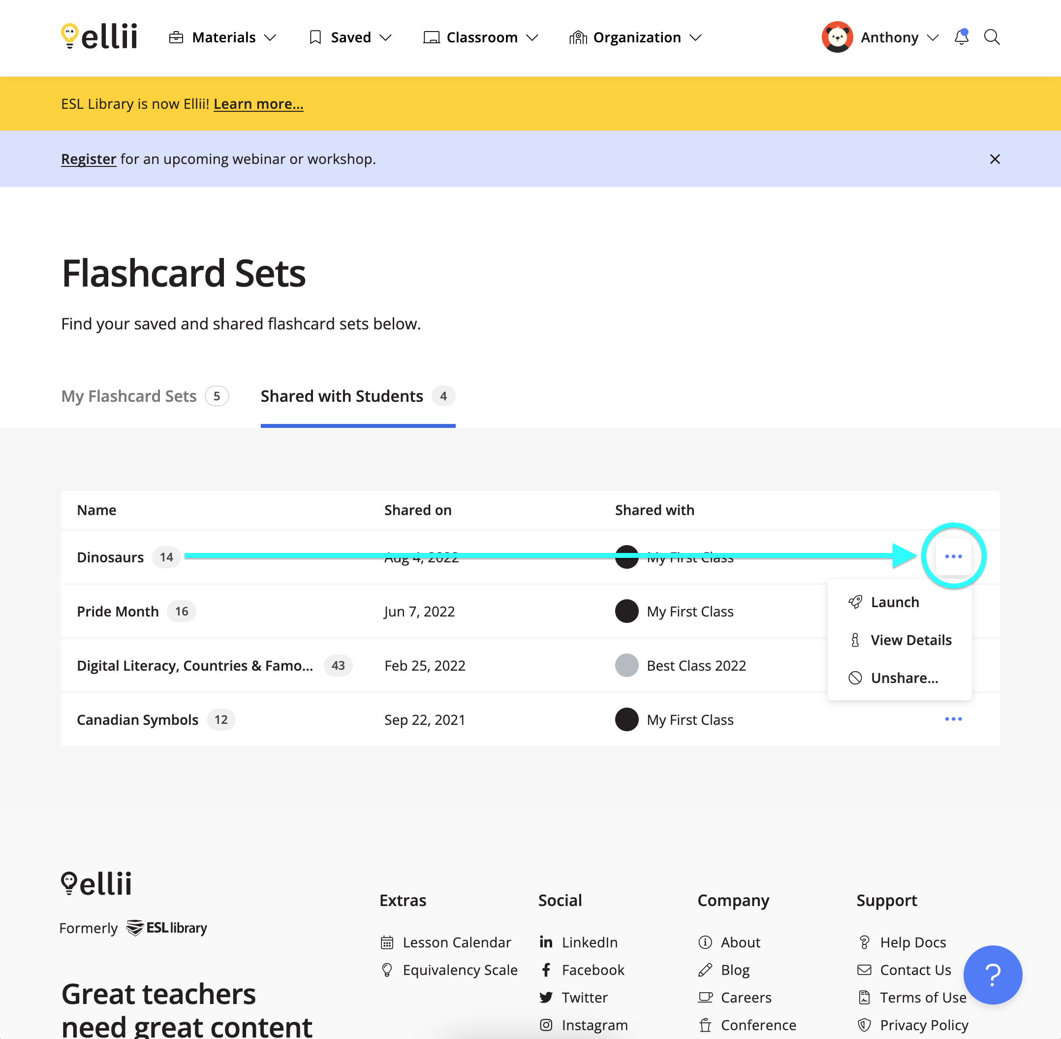 How to Share Flashcard Sets with Students - Ellii Help Docs