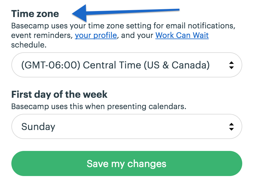 Time Zones - Basecamp 3 Help