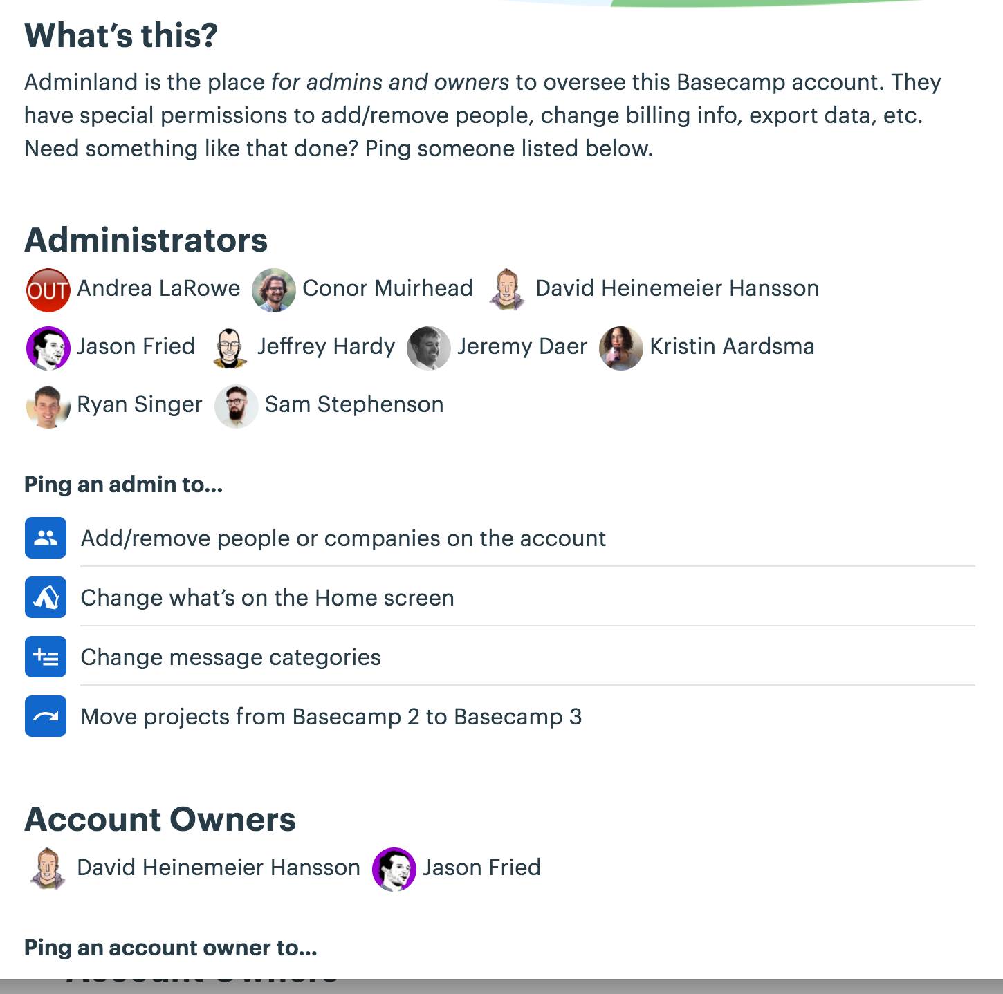 Adminland - Basecamp 3 Help