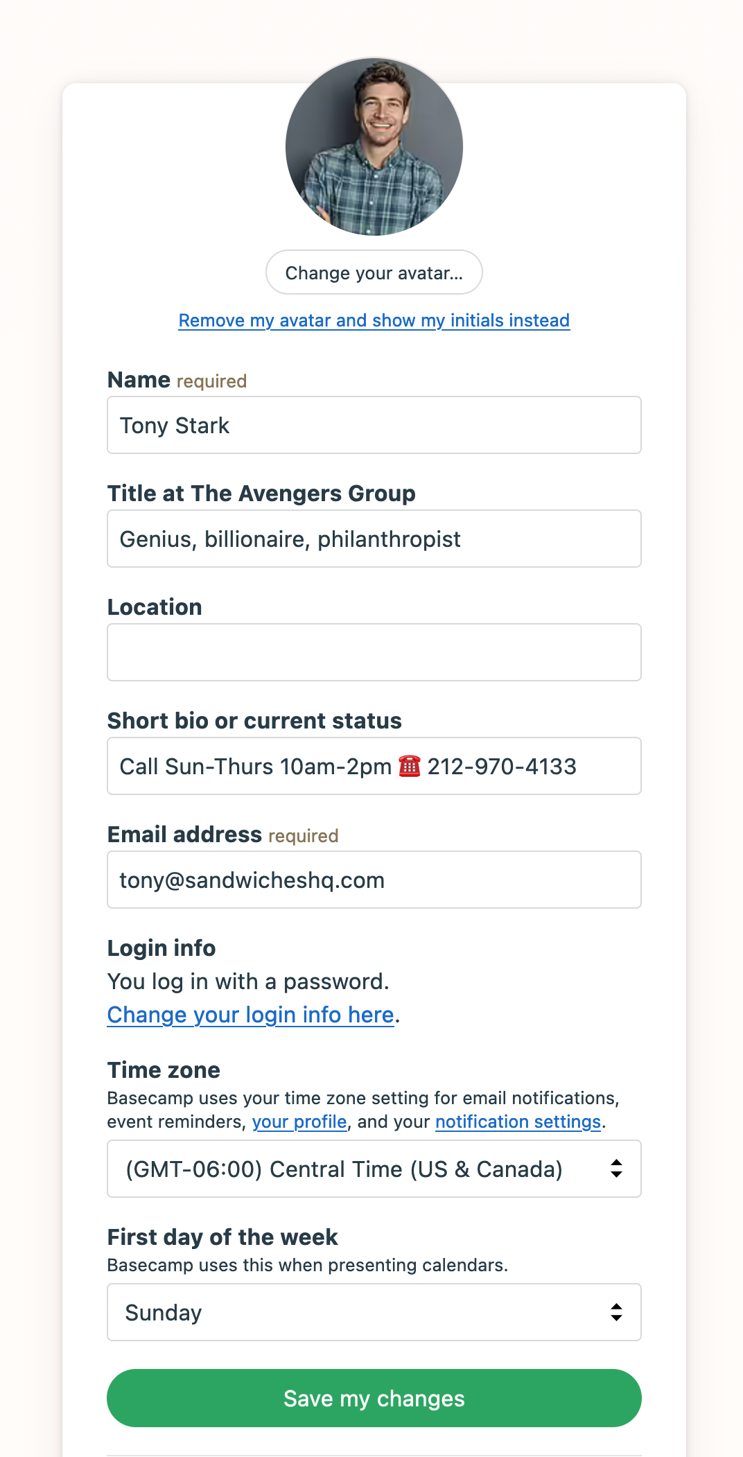 Personal Info - Basecamp Help