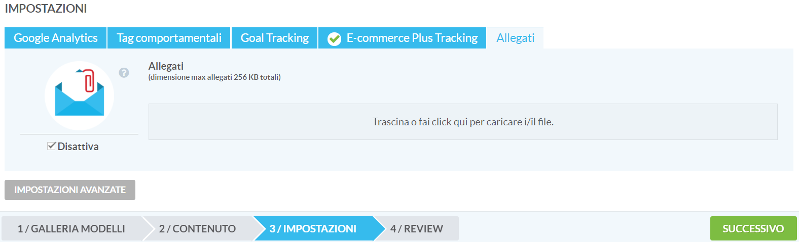 Come inserire un allegato nella campagna email - University 4Dem.it