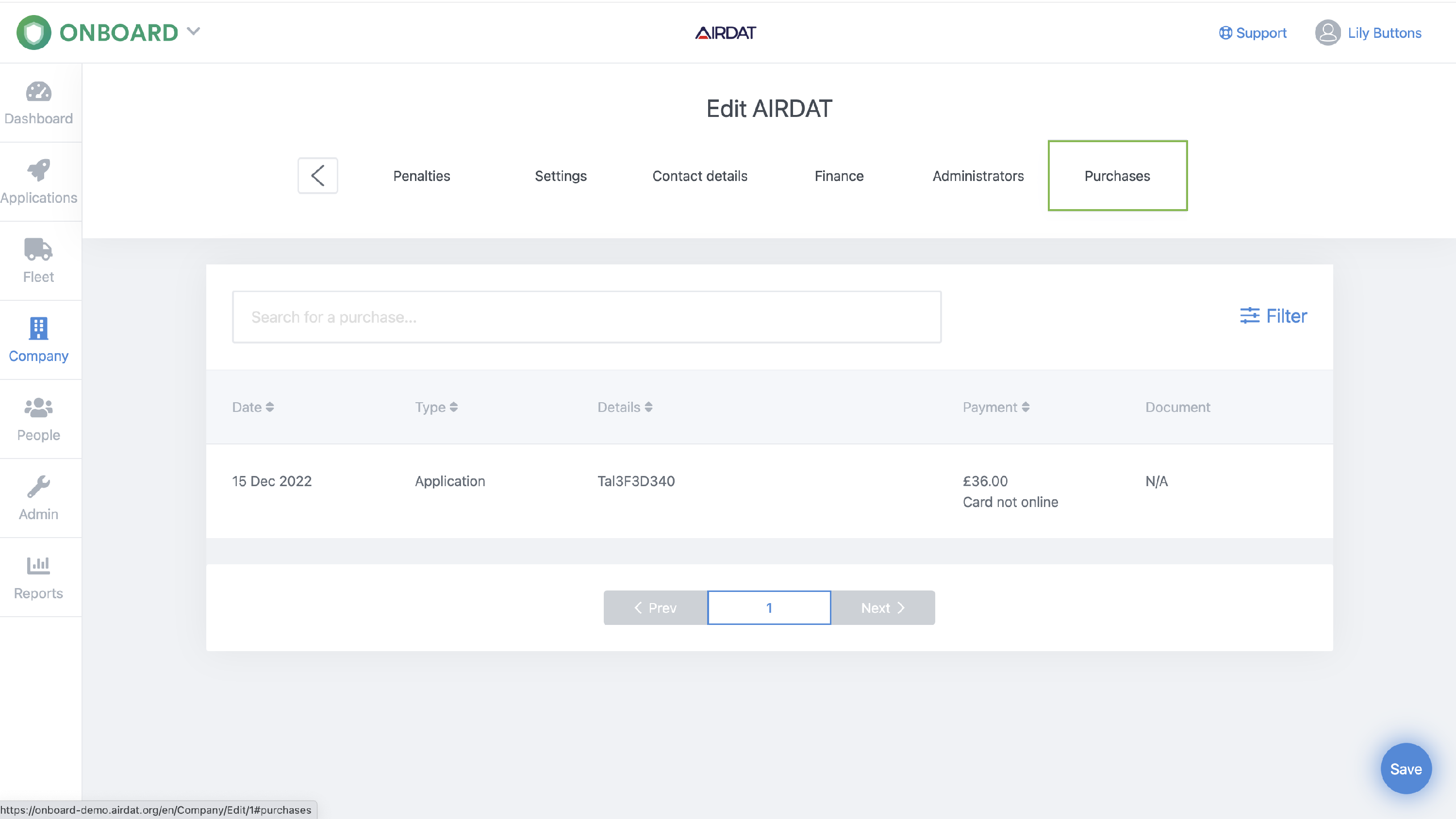 Ability to View all Purchases - AIRDAT Support Centre