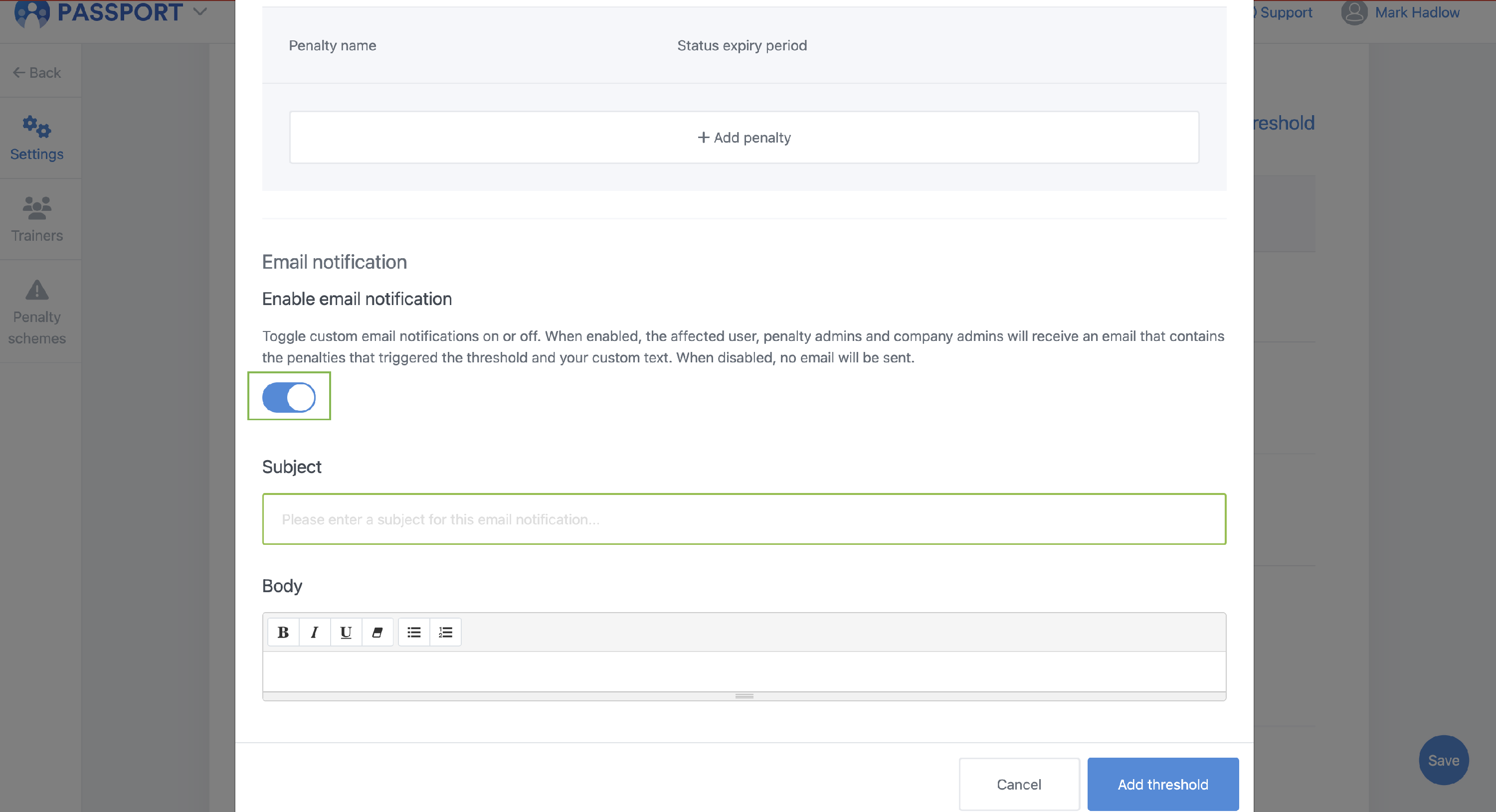 Penalty Thresholds Support Article - AIRDAT Support Centre