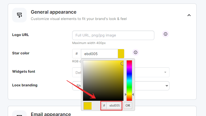 Customization Options for the Star Ratings - Loox Knowledge Base