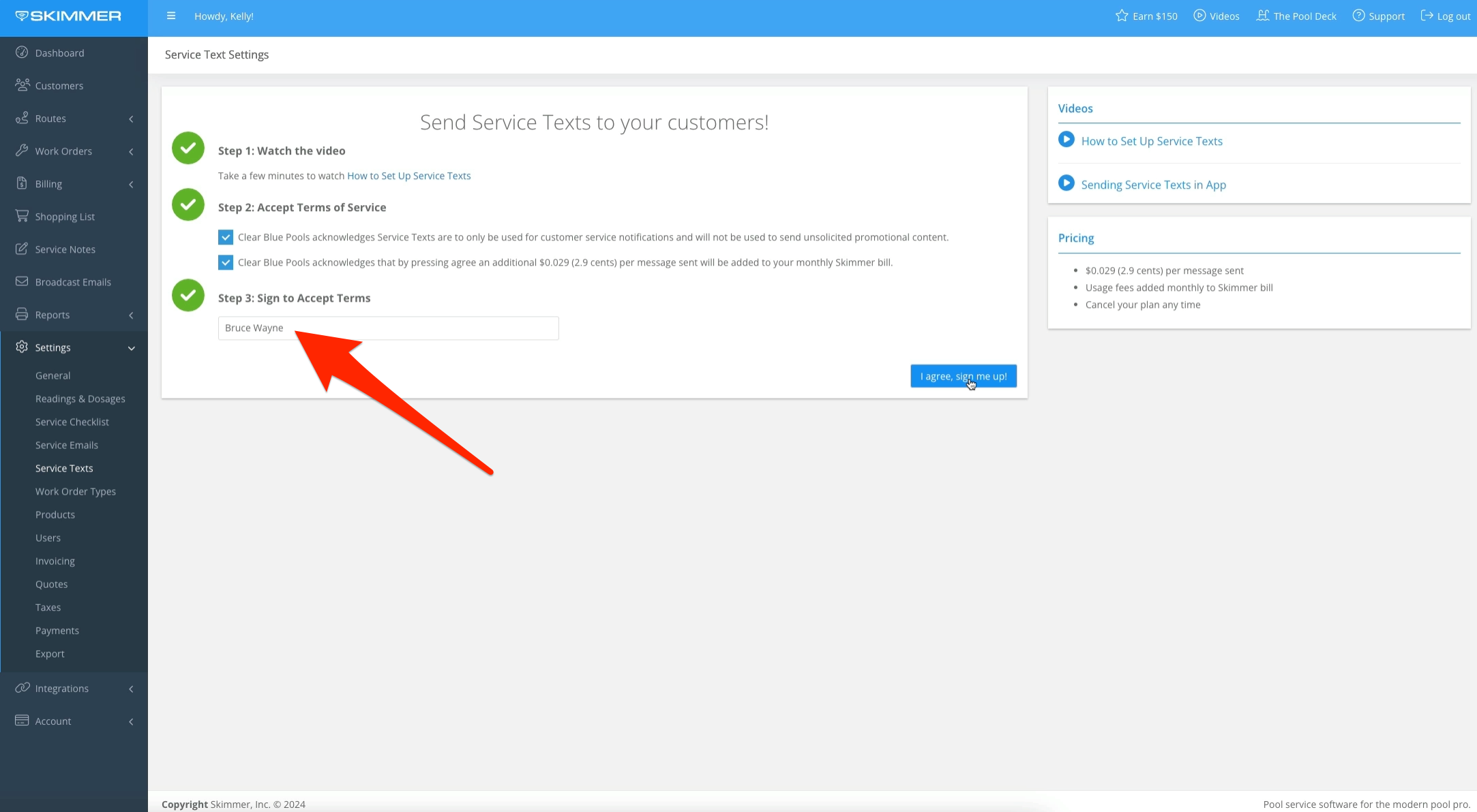 Service Texts - Activate and Set Up (Web) - Pool Software Videos ...