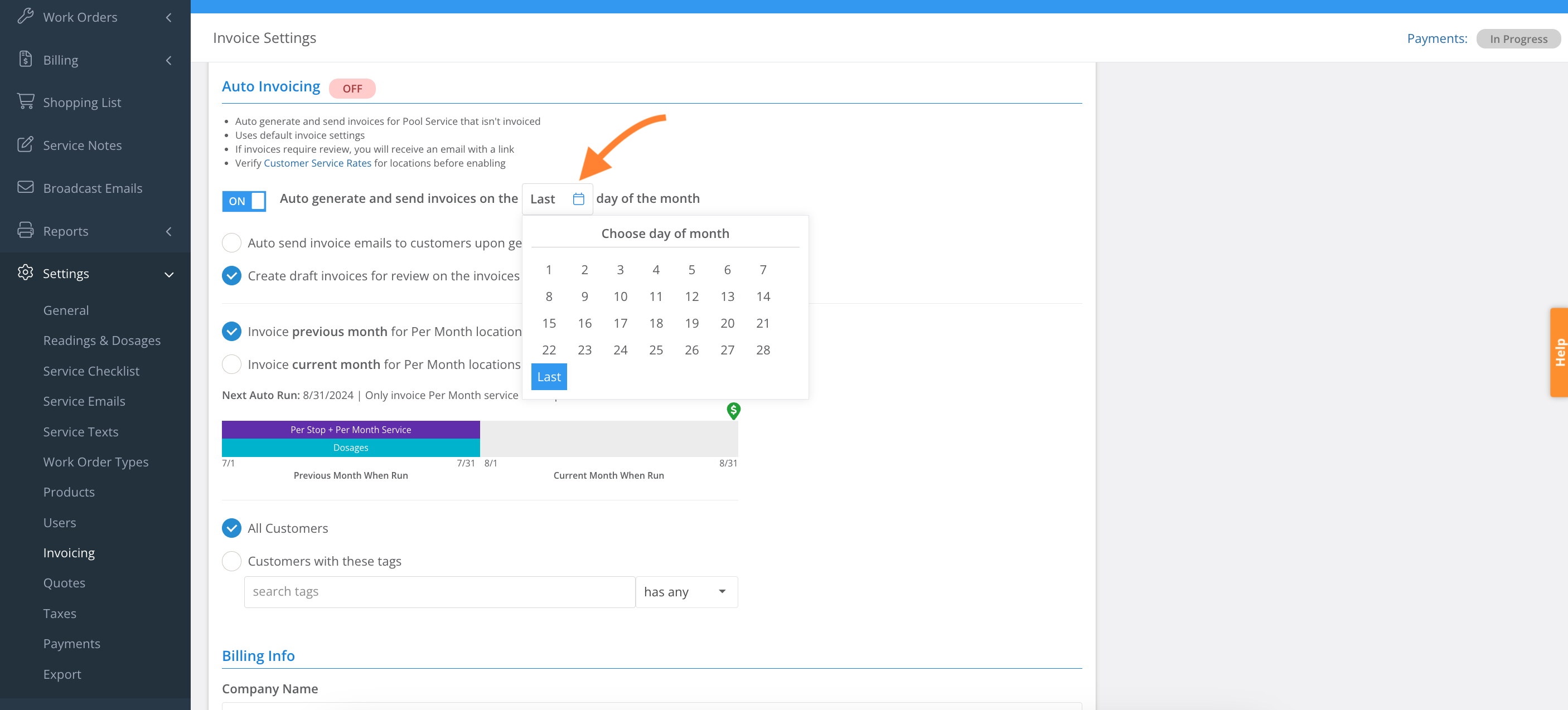 Skimmer Billing – Auto Invoicing Settings - Pool Software Videos ...