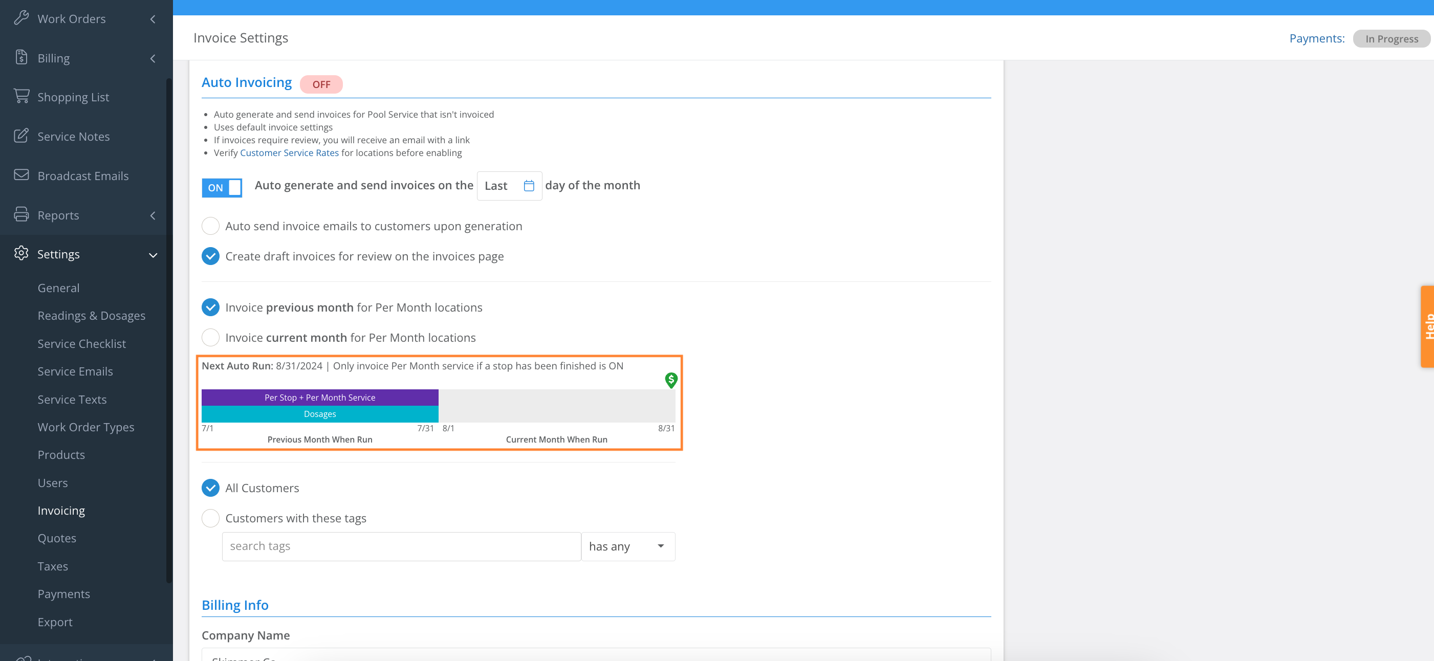 Skimmer Billing – Auto Invoicing Settings - Pool Software Videos ...
