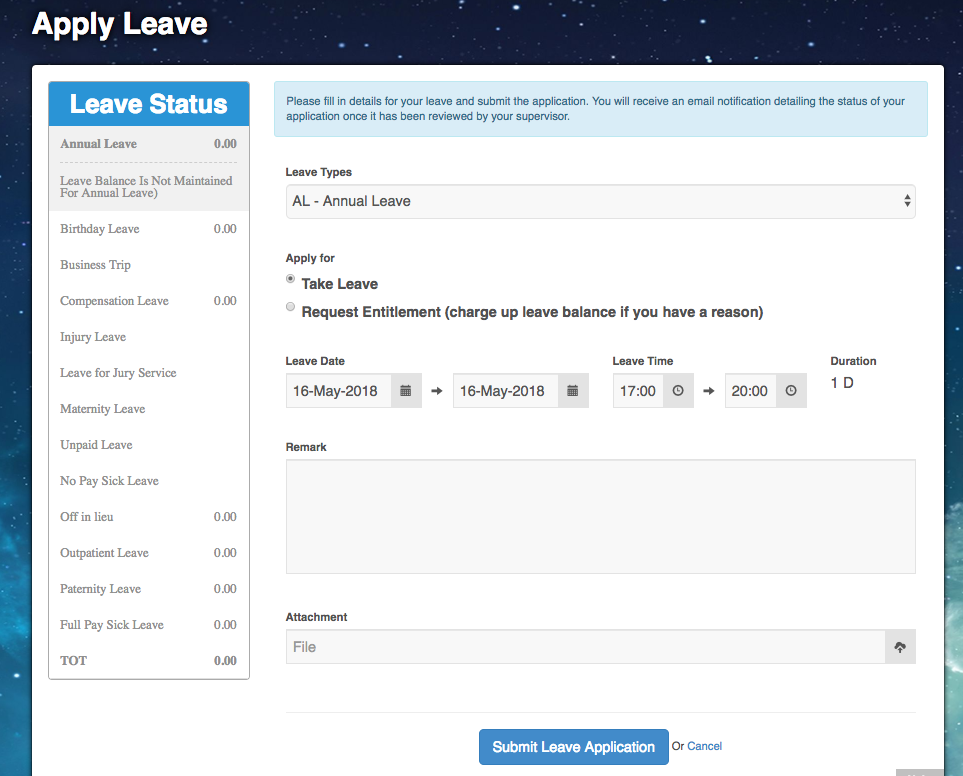 ESS Employee - Apply leave application – Carbonik Support