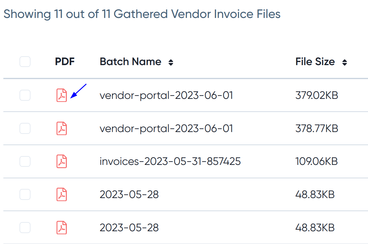 How do I see my Gathered Vendor Invoice Files? - Discovery