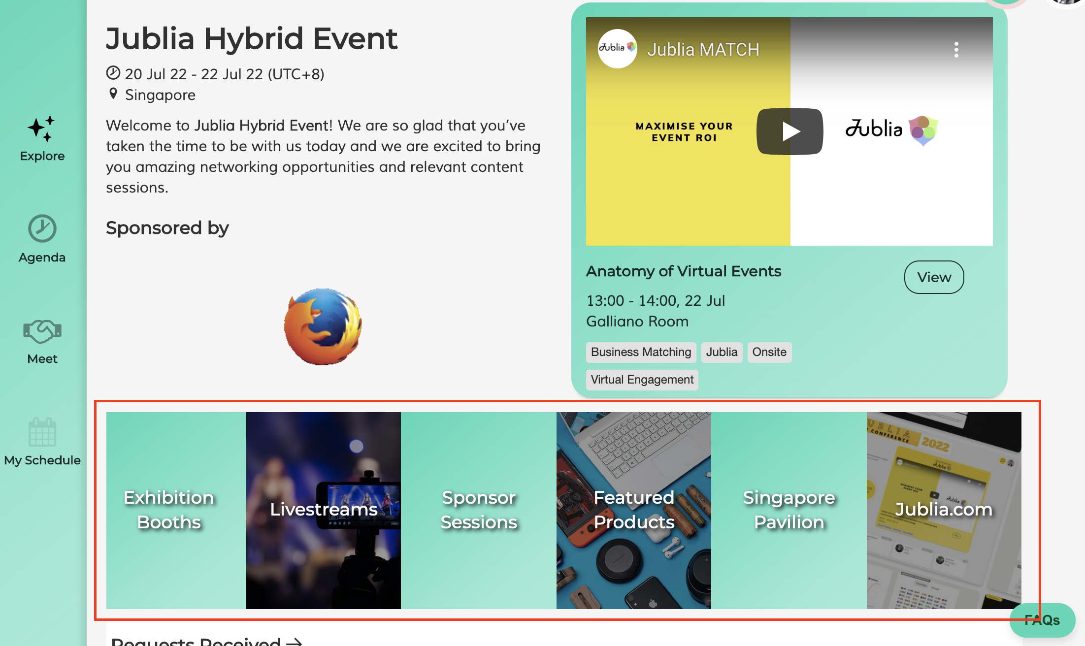 Web App Hub (Quick Links) - Jublia Sense Guide