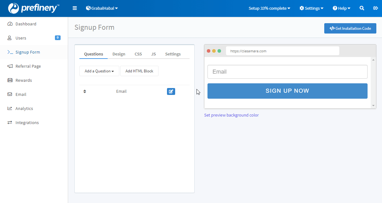 Customizing Your Project - Prefinery Support