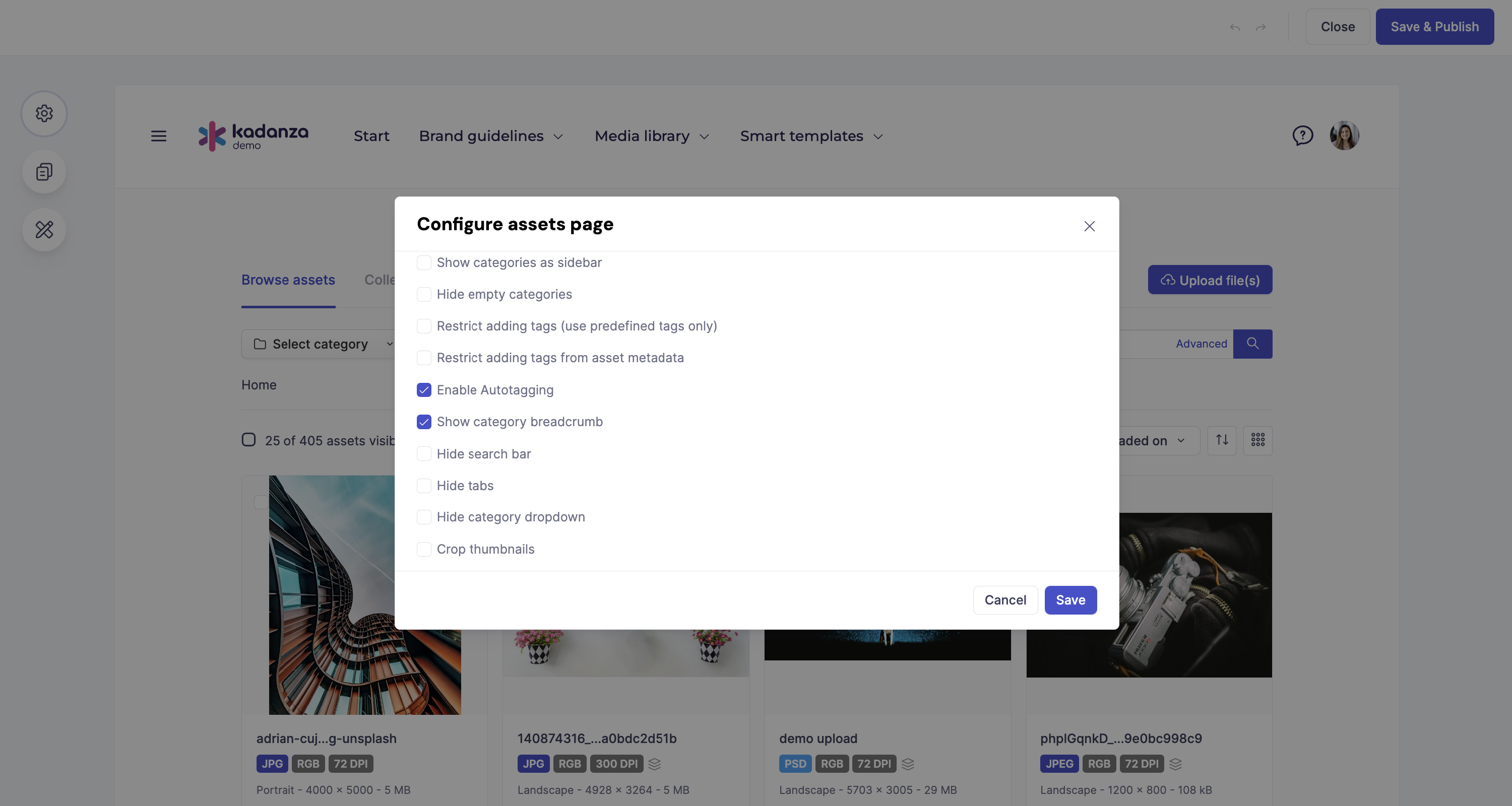 Configuring your Assets and Layouts pages - Kadanza | Help Center