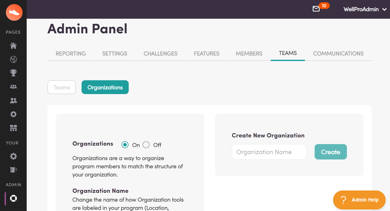 Organization Management Tools - Admin Stride