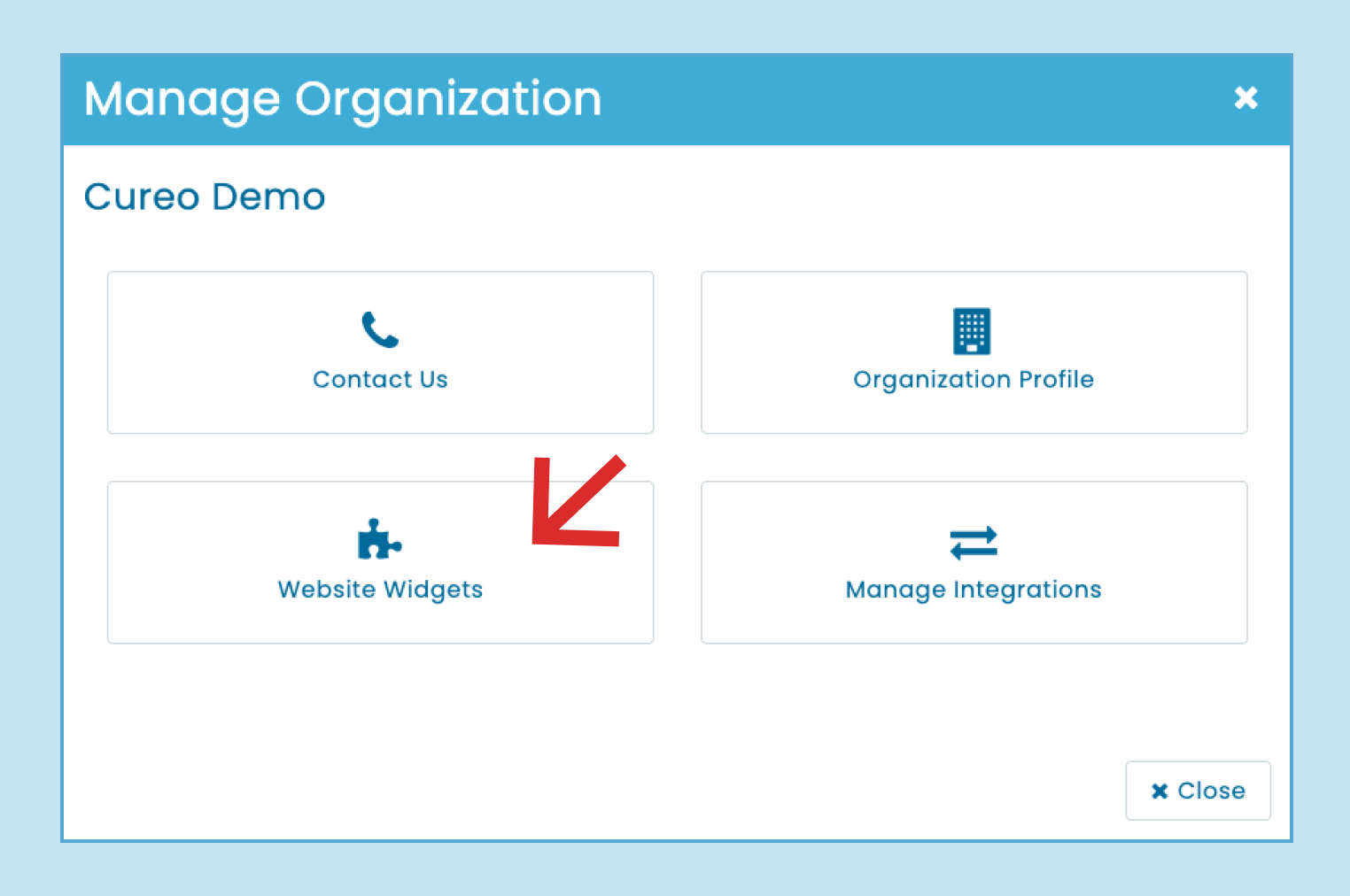 Installing the Cureo Welcome Widget - Cureo Knowledge Base