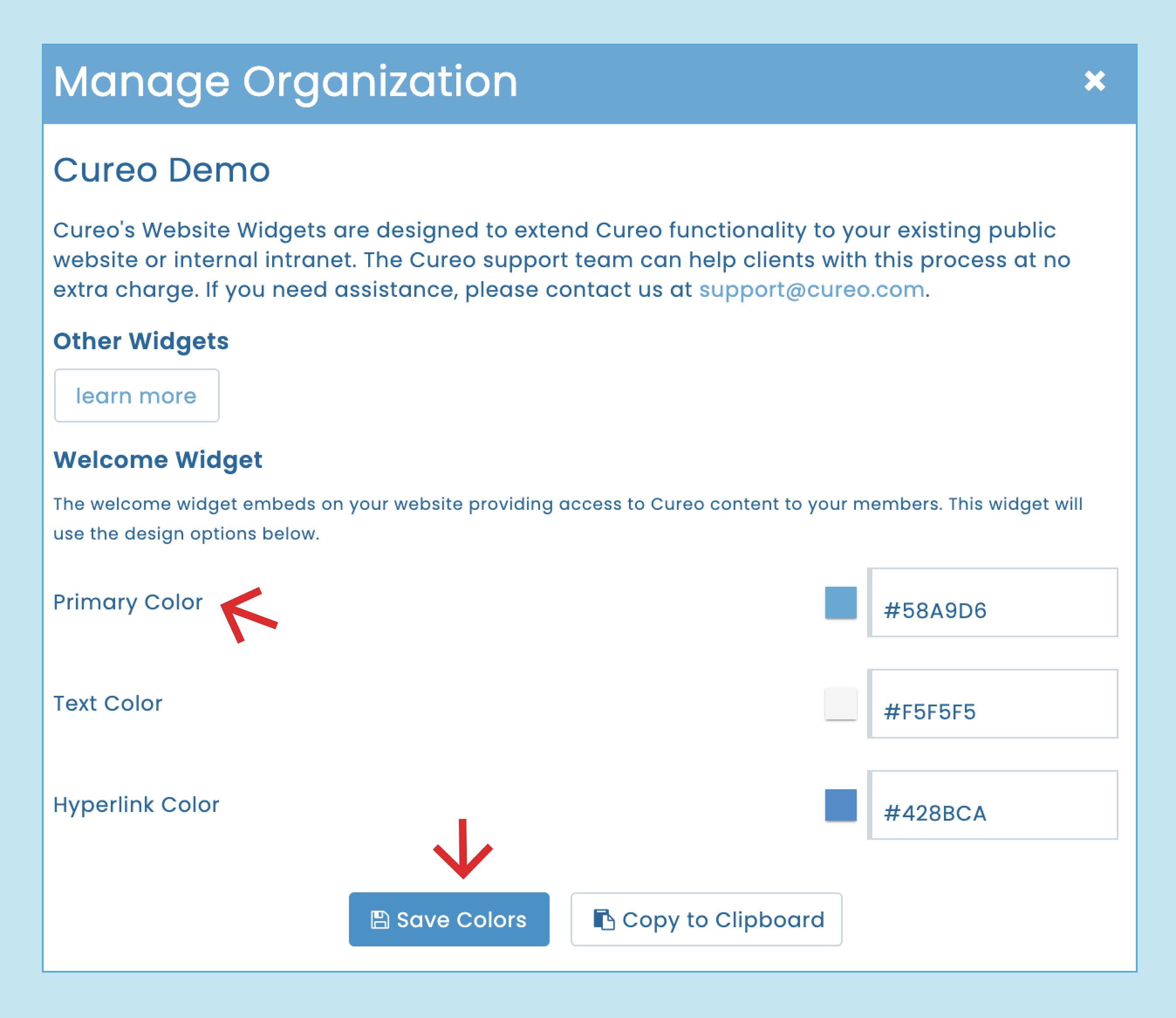 Installing the Cureo Welcome Widget - Cureo Knowledge Base