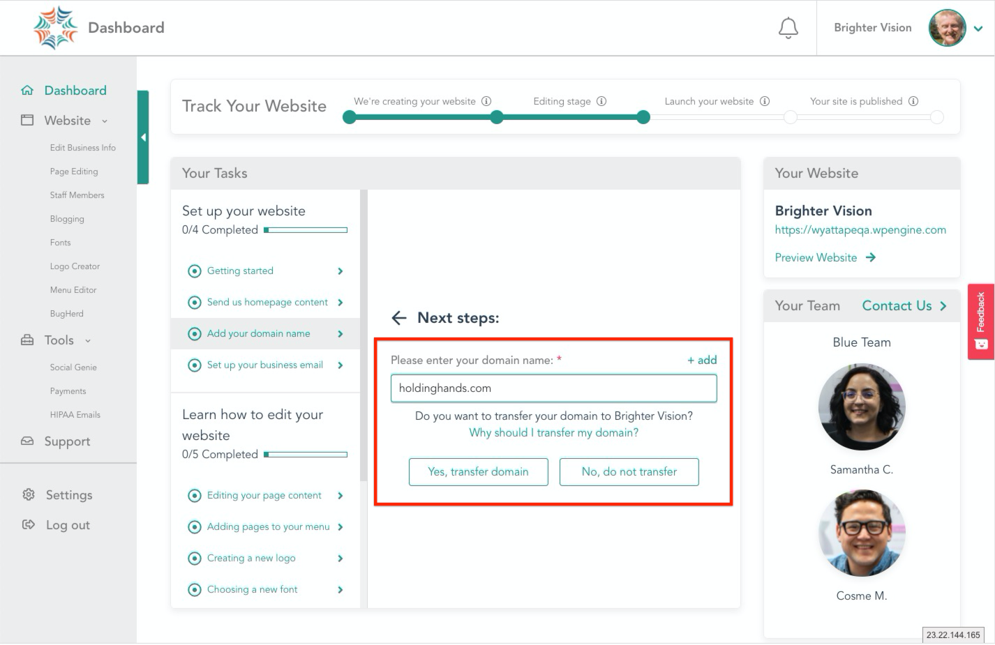 Connecting Or Transferring Your Domain Name To Your New Website ...