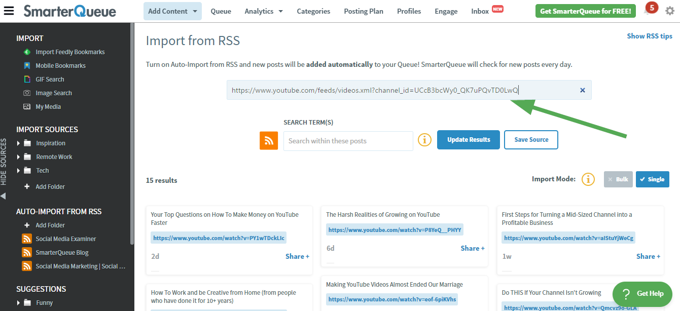 How To Set Up & Auto-Import Posts From A YouTube Channel Or Playlist - SmarterQueue Help Center