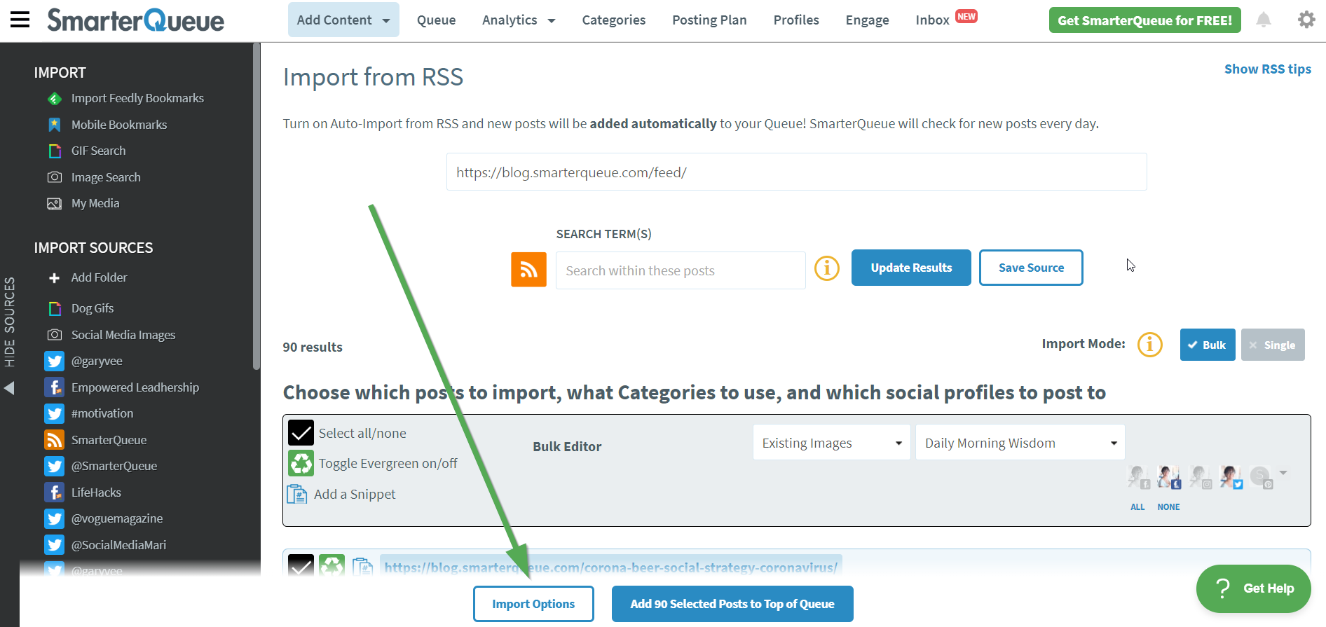 How To Bulk Import Posts From Blogs & RSS - SmarterQueue Help Center