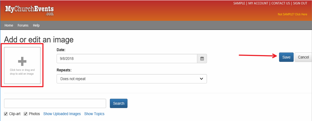 Uploading an image - ours or yours! Video Tutorial - MyChurch Events