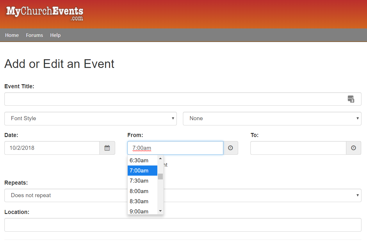 Adding or Editing an Event - MyChurch Events