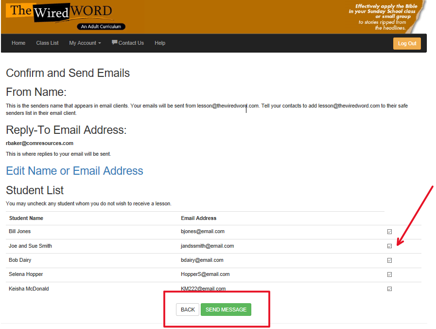 How do I email the student lesson to my class? - The Wired Word