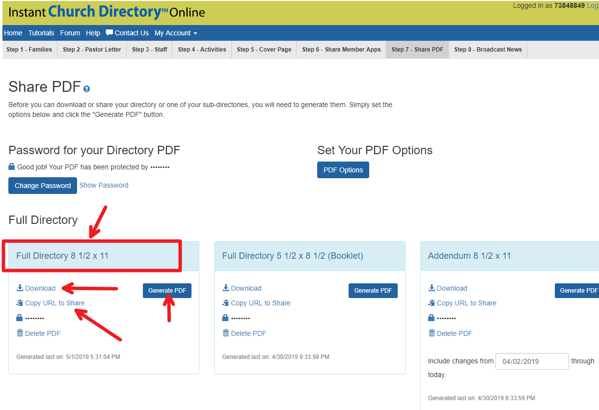Printing a booklet or full-size directory - Instant Church Directory