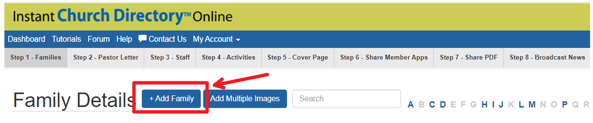 Creating and updating a family or individual details - Instant Church ...