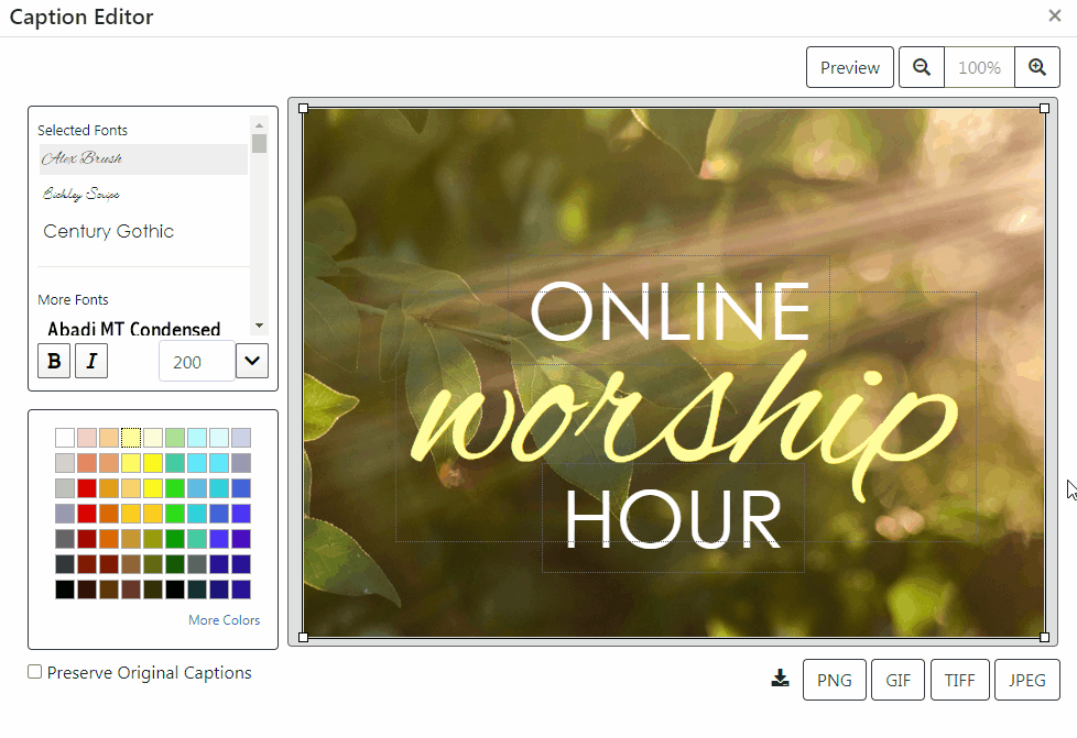Using the Online Caption Editor - ChurchArt Online