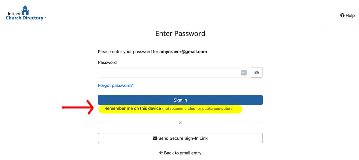 How to Enable “Remember Me” for Automatic Sign-In - Instant Church Directory
