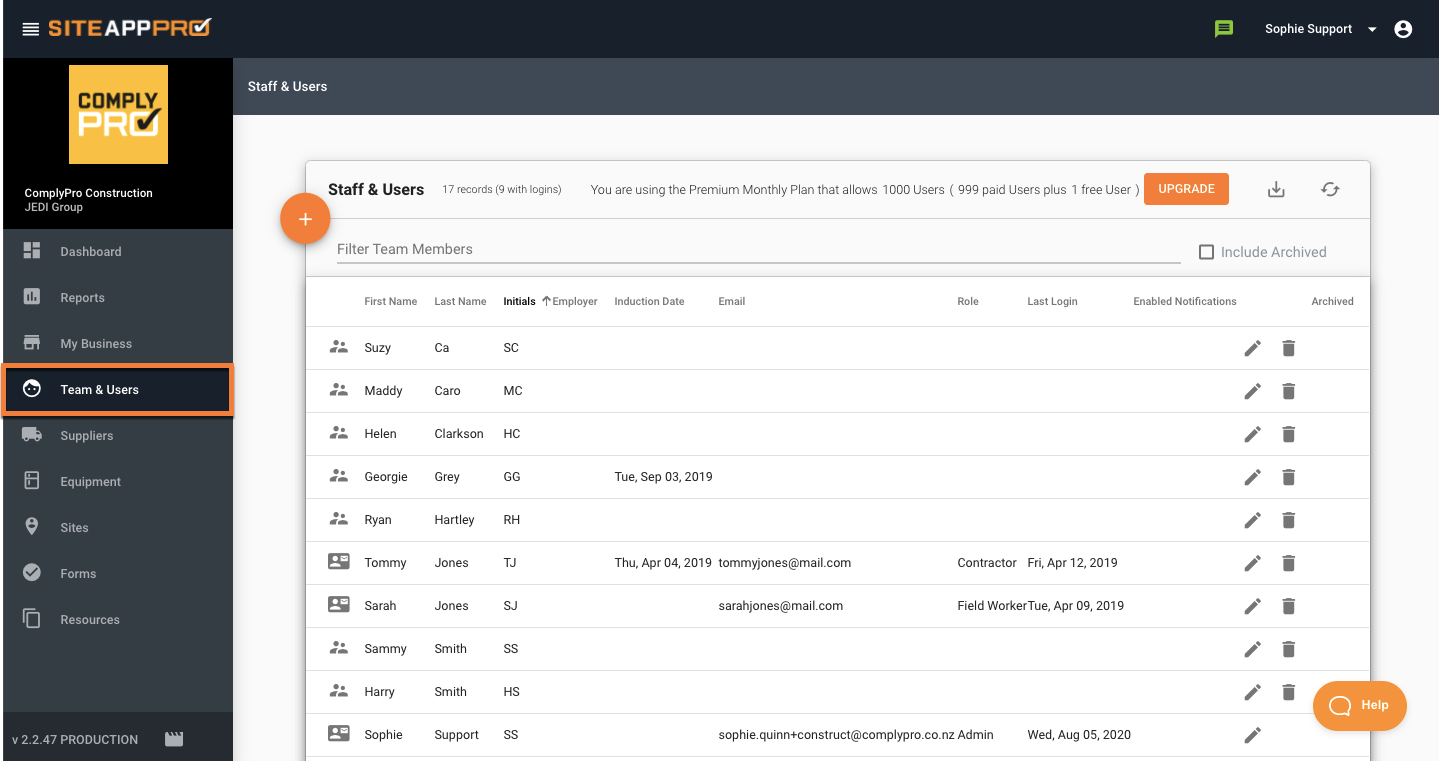 Adding Users & Team - Site App Pro Knowledge Base