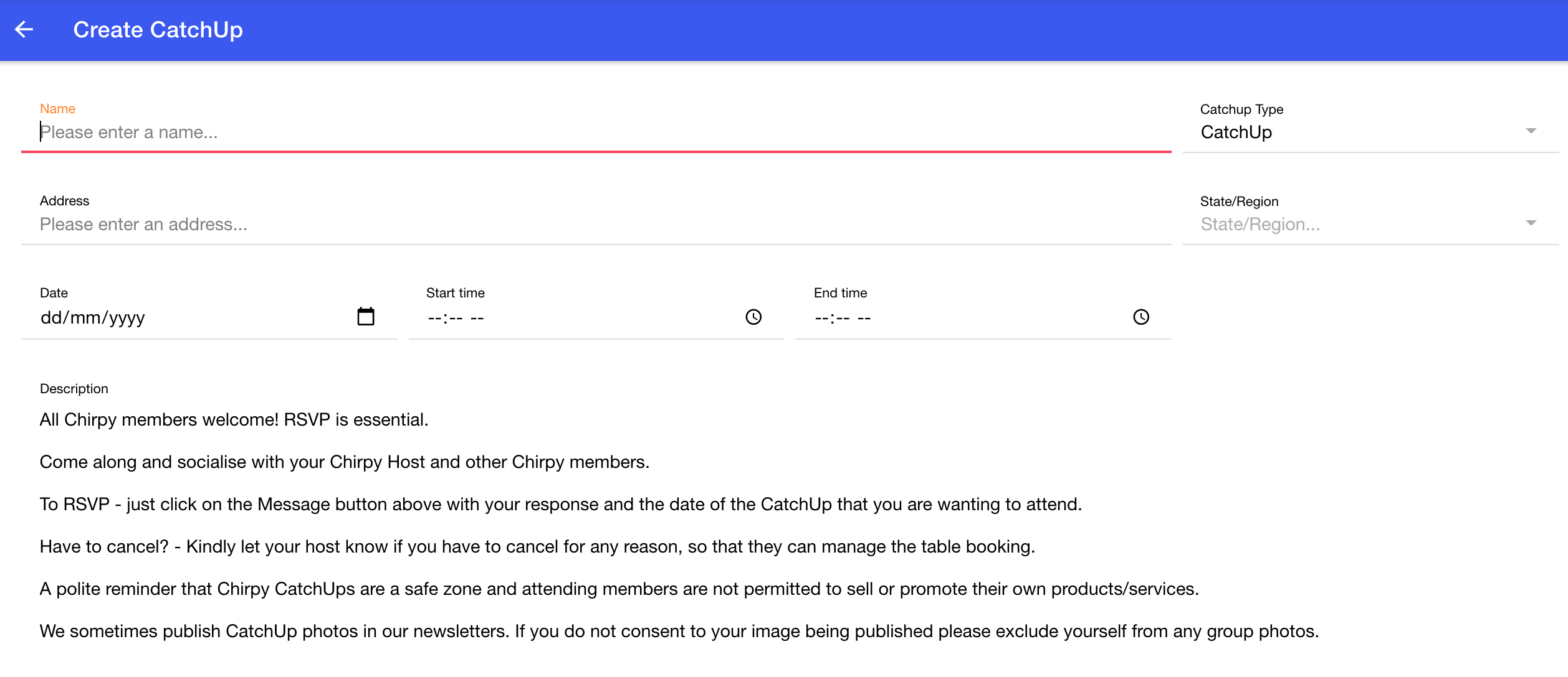 Create a catchup - Chirpy Plus Knowledge Base
