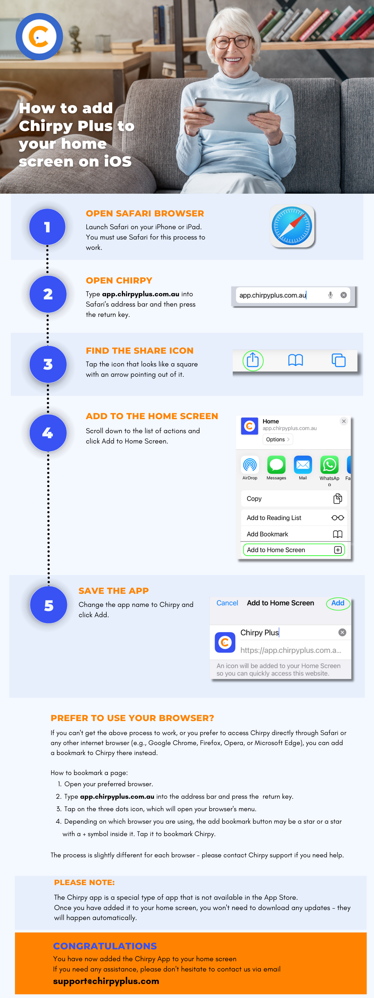 How to Add Chirpy Plus to your Home Screen on an Apple Device (iOS) - Chirpy Plus Knowledge Base