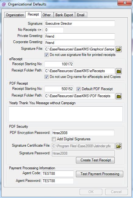 Organizational Defaults Receipt Tab - Batsch Group Inc Knowledge Base