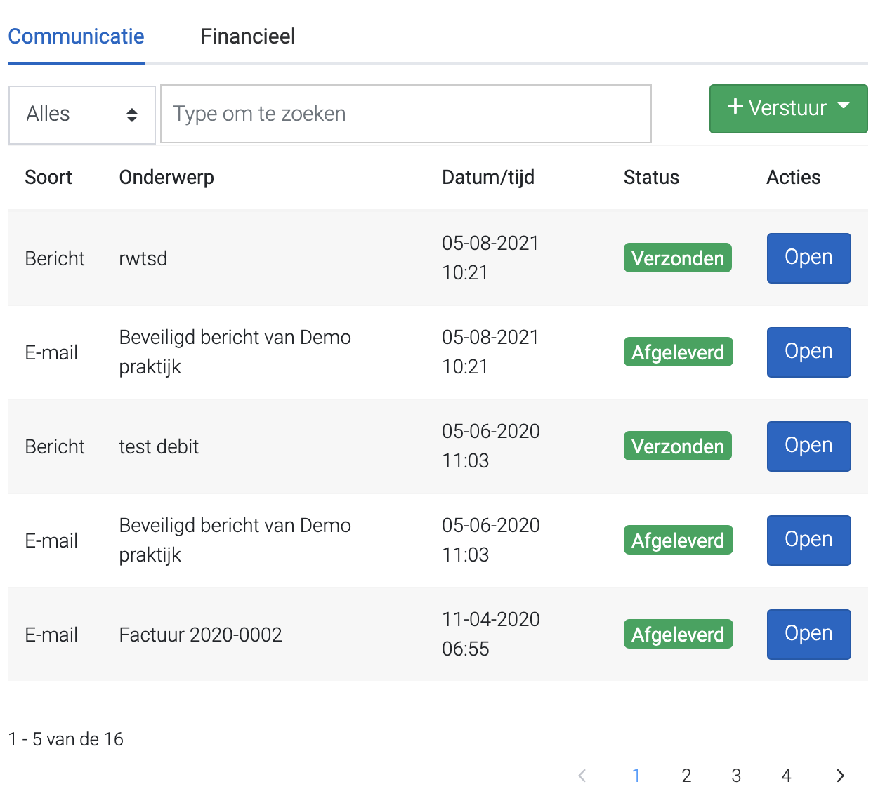 Verzonden e-mails, berichten en SMS - MijnDiAd praktijksoftware kennisbank