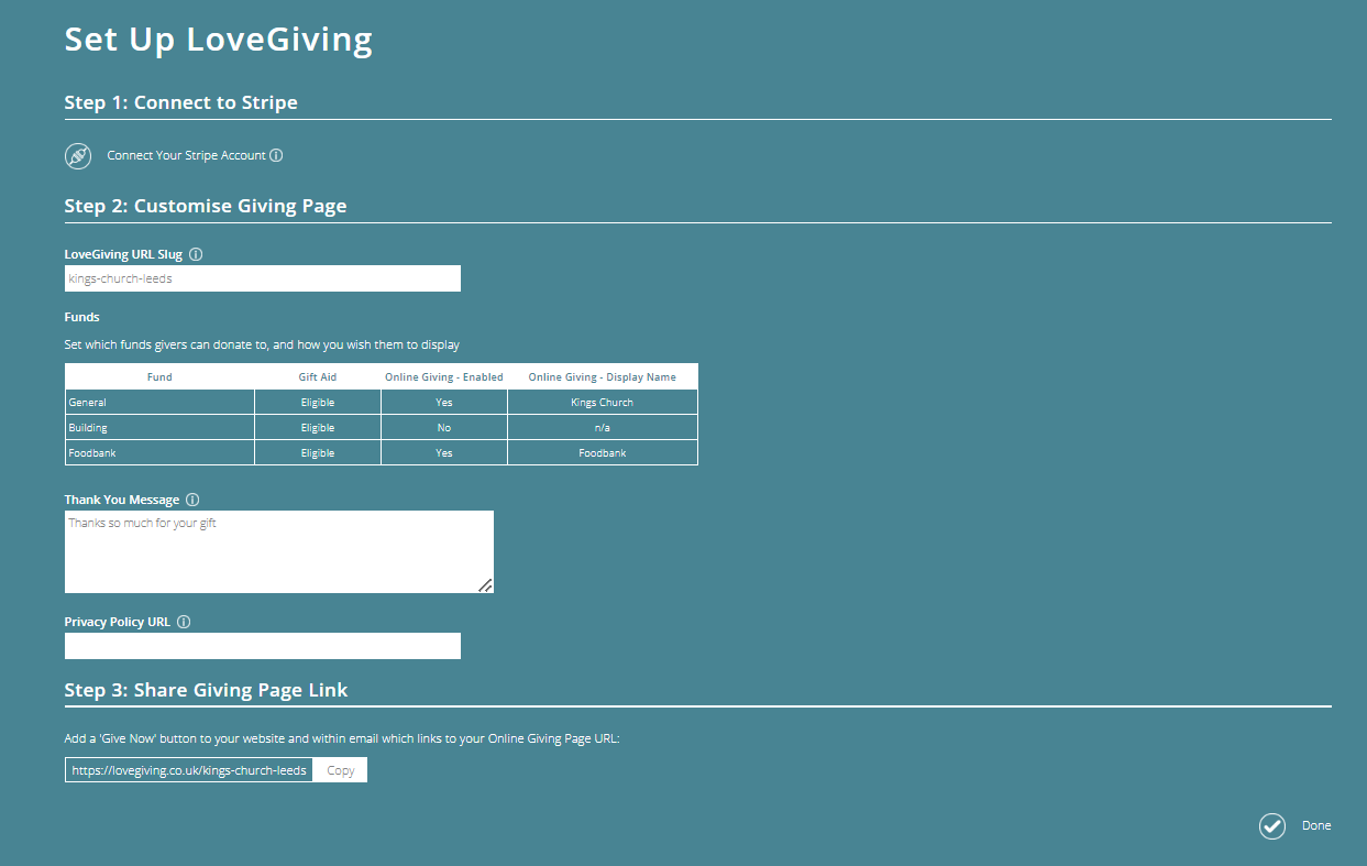 Setting up and customising your LoveGiving donation page - ExpensePlus Help & FAQ