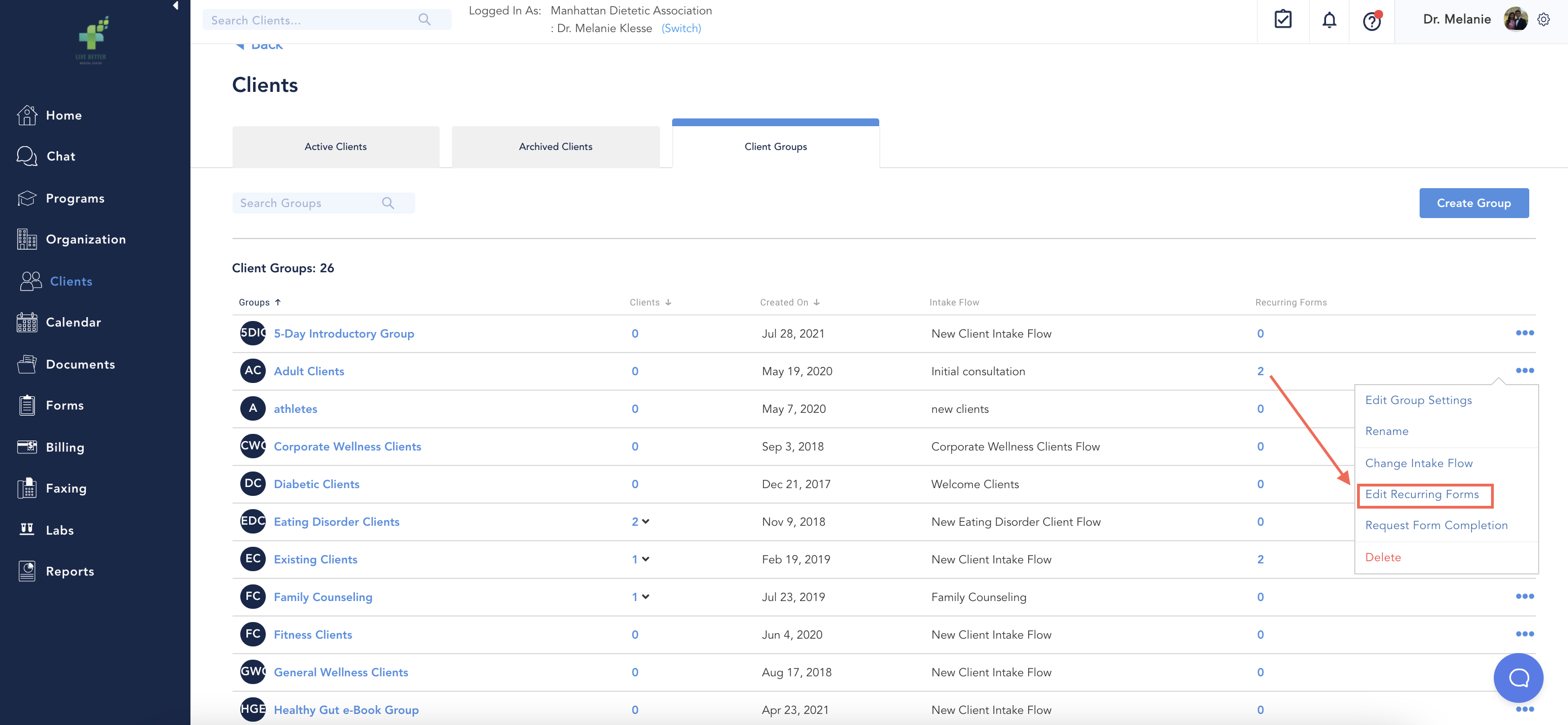 Create Recurring Intake Forms for Clients to Complete - Healthie ...