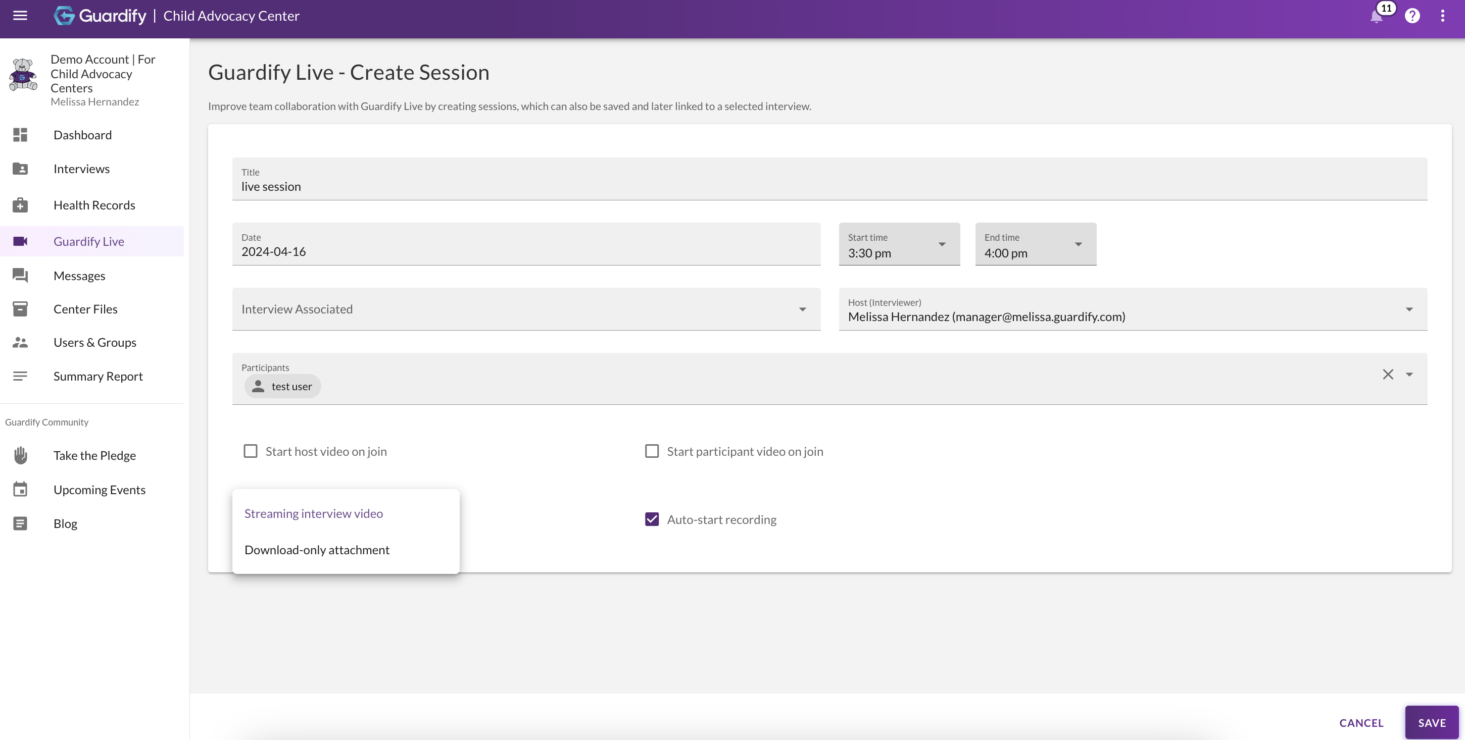 Live Sessions Overview - Guardify