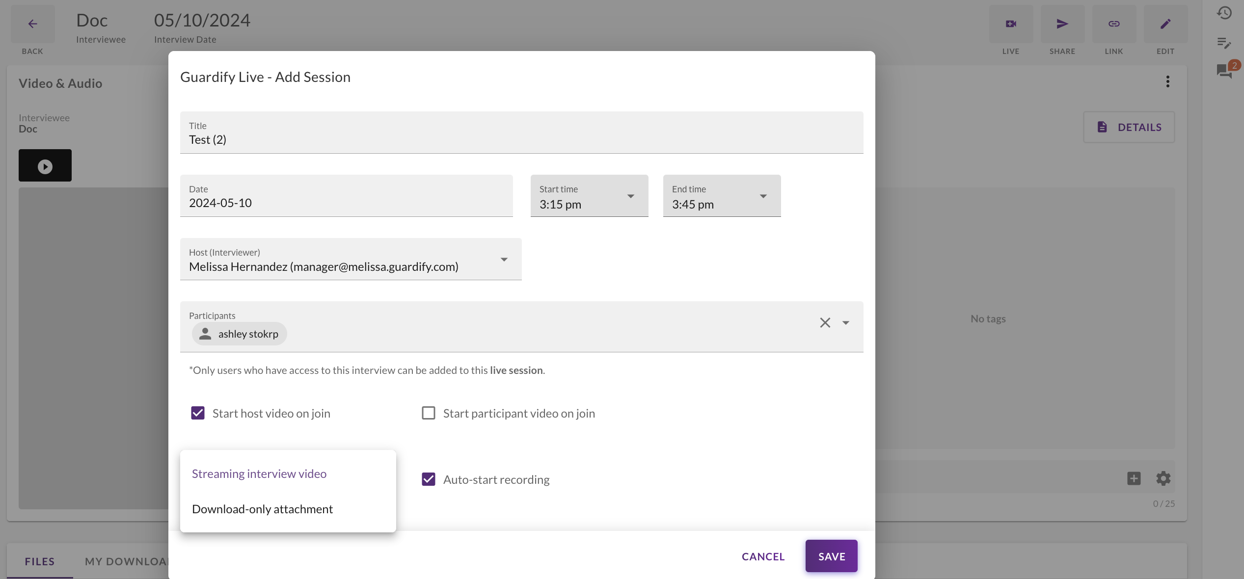 Live Sessions Overview - Guardify