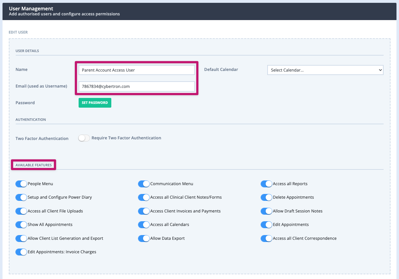Managing Parent Child Accounts Setup Power Diary