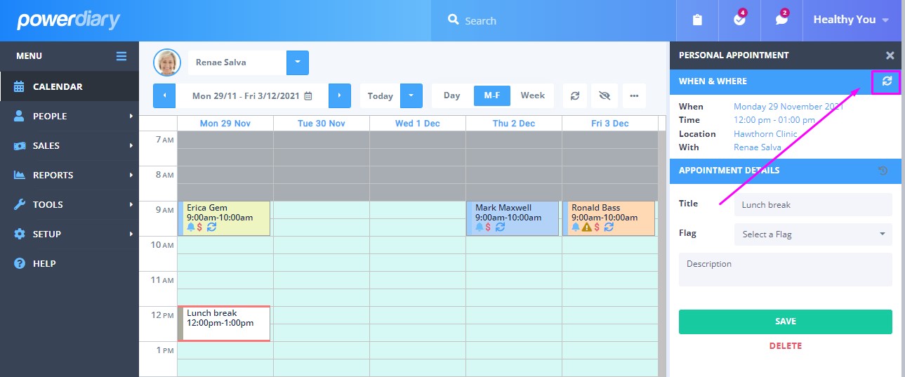 Adding Breaks To Your Calendar - Power Diary