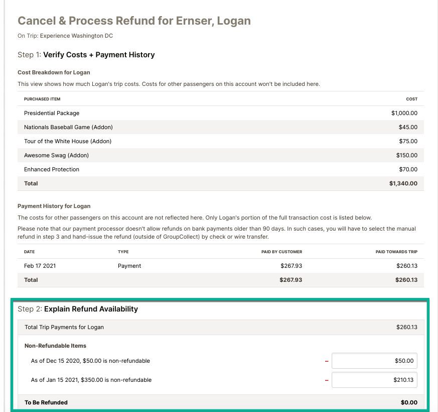 How Do I Manage Non-Refundable Amounts? - GroupCollect Knowledge Base