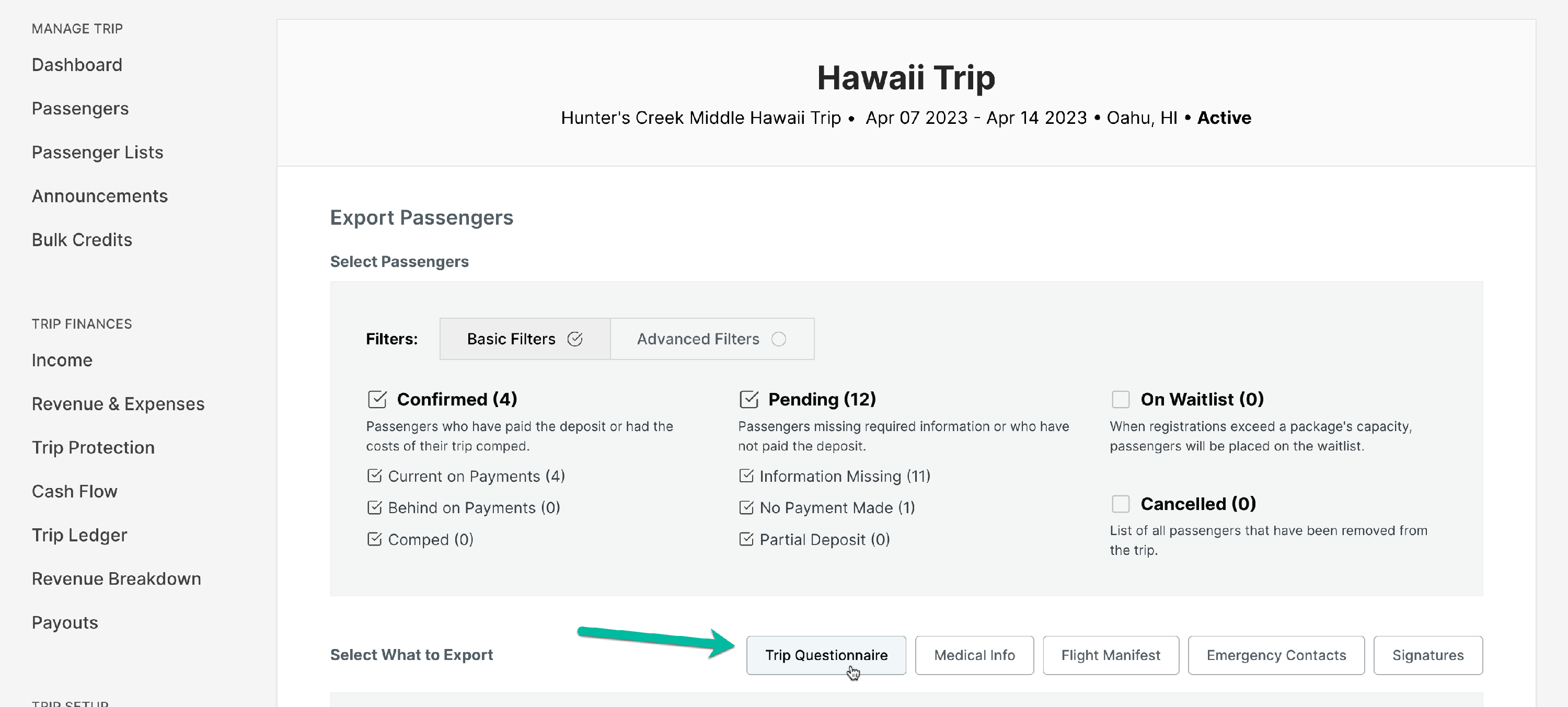 How Do You Export Trip Questionnaire Answers? - GroupCollect Knowledge Base