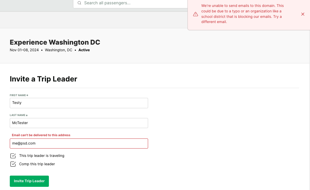 Why Am I Receiving An Error Message When Inviting A Trip Leader ...