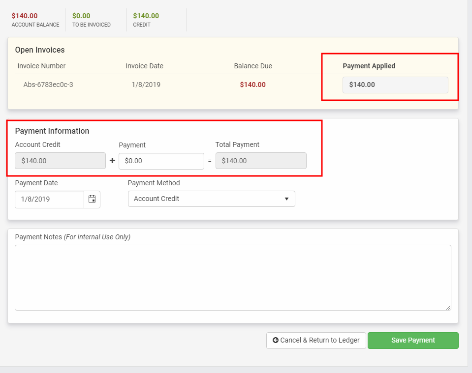 Apply a Credit to an Invoice - TherapyZen Knowledge Base