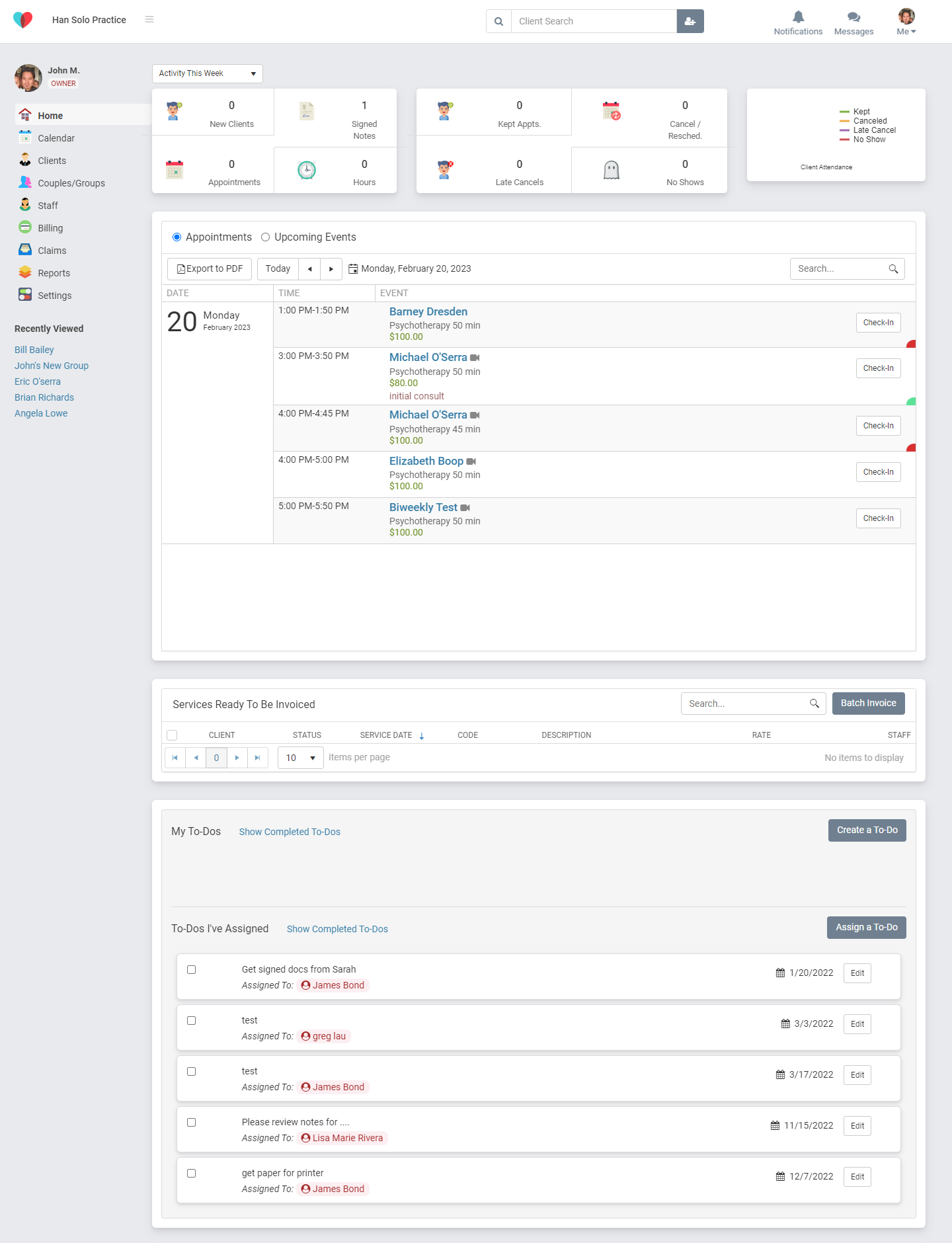The Dashboard - therapyzen knowledge base